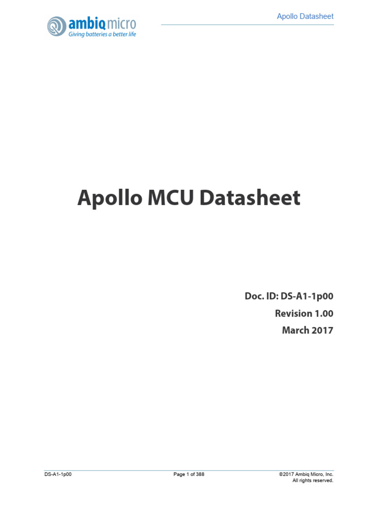 Apollo MCU Datasheet | PDF | Microcontroller | Analog To Digital Converter