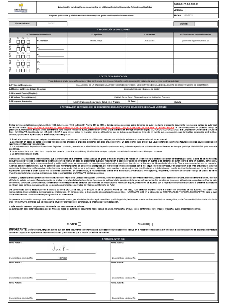 Fomato de Autorización-4 | PDF | Documento de identidad