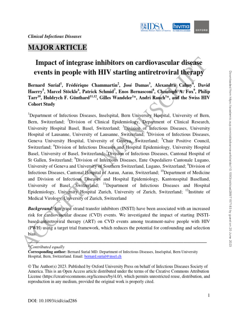 Surial Et Al INSTI Vs CVD | PDF | Management Of Hiv/Aids ...