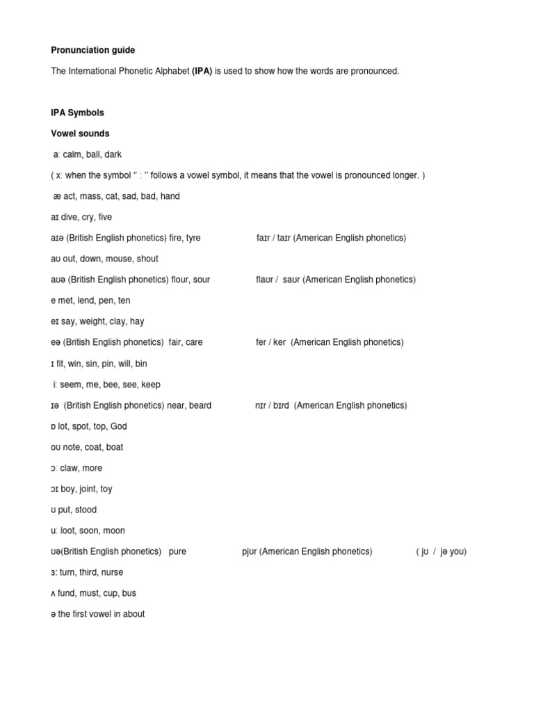 Pronunciation Guide | PDF | Language Arts & Discipline