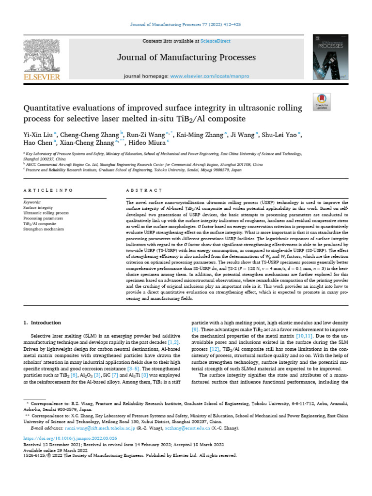 Journal of Manufacturing Processes | PDF | Materials | Physical Sciences