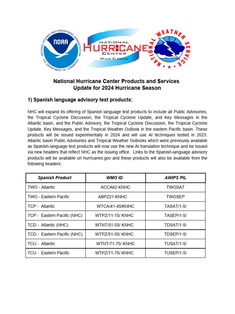 NHC Updates 2024 | PDF | Tropical Cyclones | Meteorology