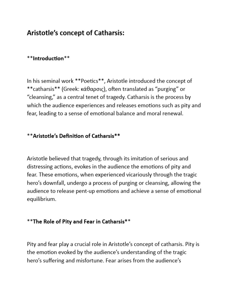 Aristotle's Concept of Catharsis | PDF | Psychology | Liberal Arts ...