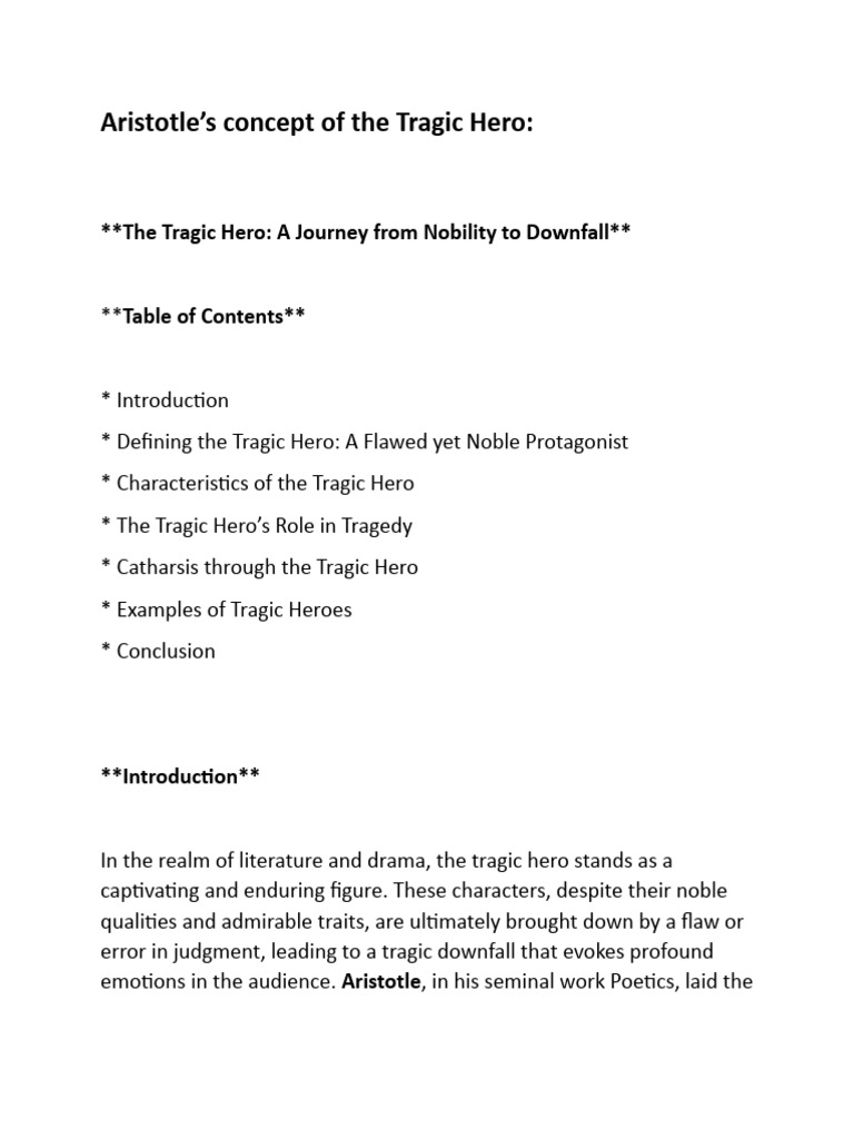 Aristotle's Tragic Hero Explained | PDF | Tragedy | Hero