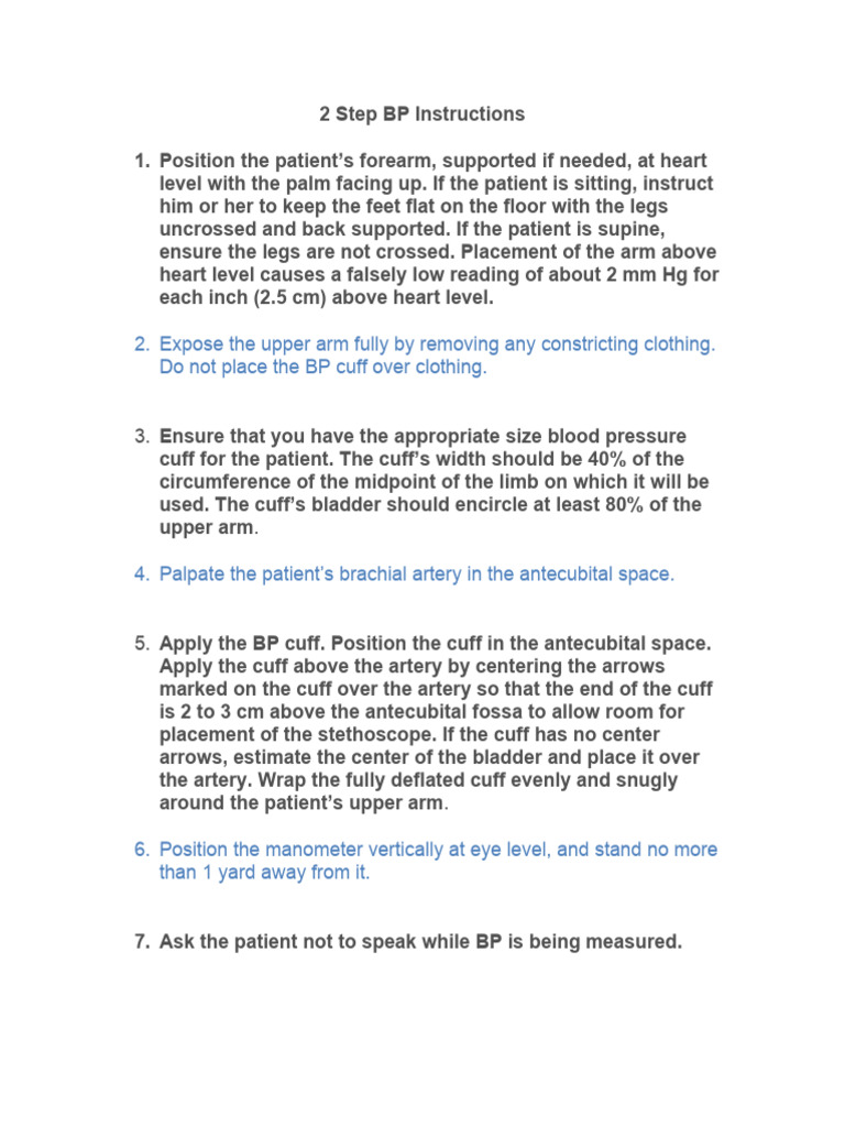 2 Step BP Instructions - Tagged | PDF | Blood Pressure | Hypertension