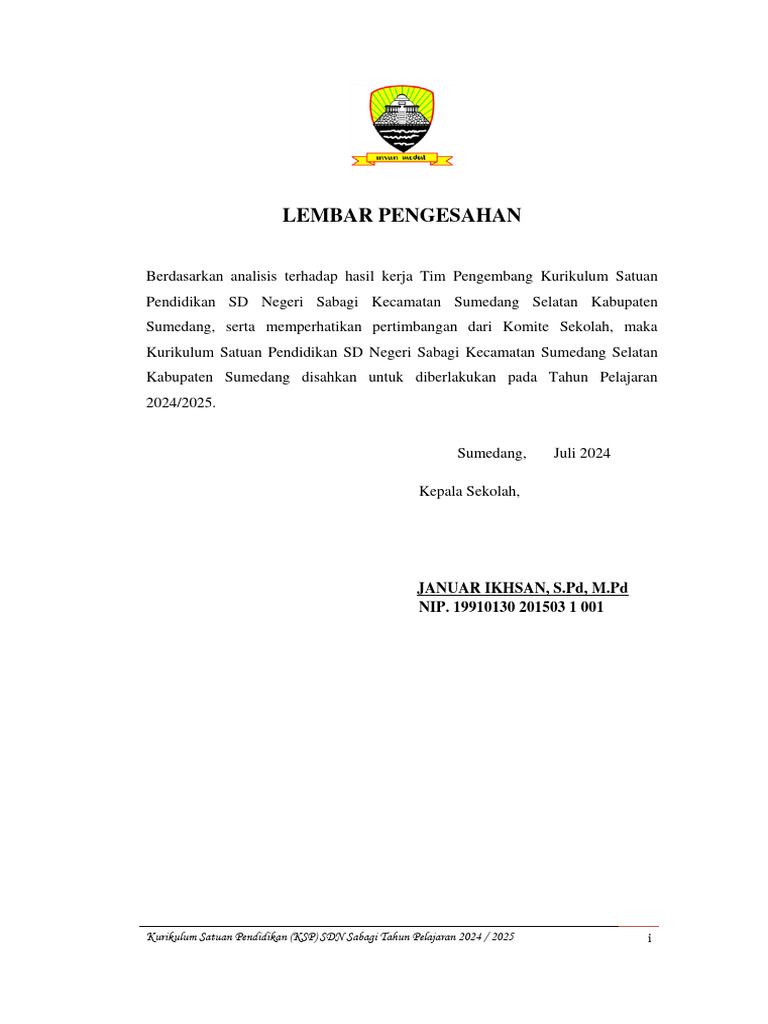Lembar Pengesahan KSP, Lembar Validasi, SK KSP | PDF