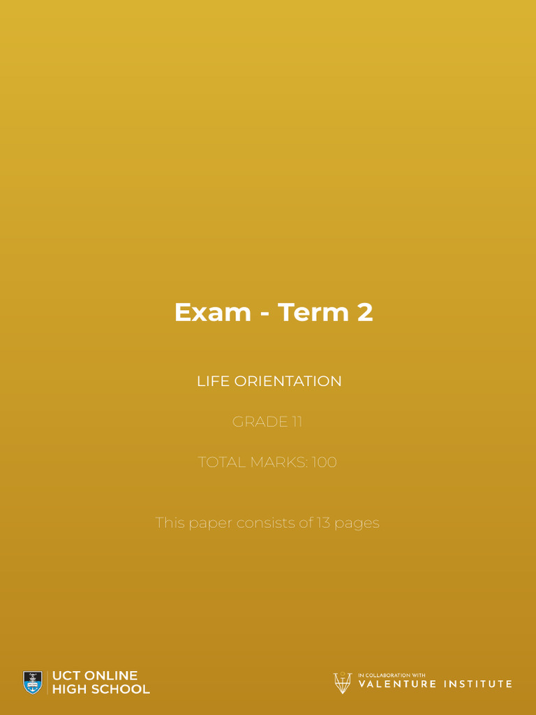 Grade 11 Life Orientation Term 2 Exam | PDF | Violence | Domestic Violence