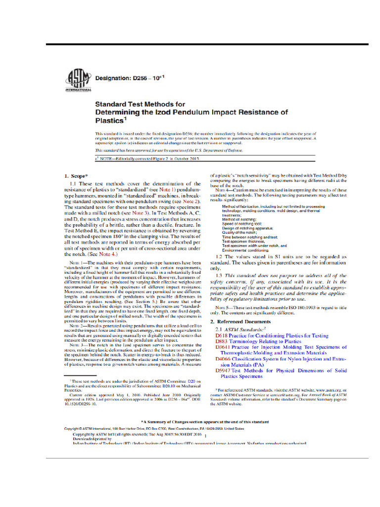 ASTM D256 | PDF