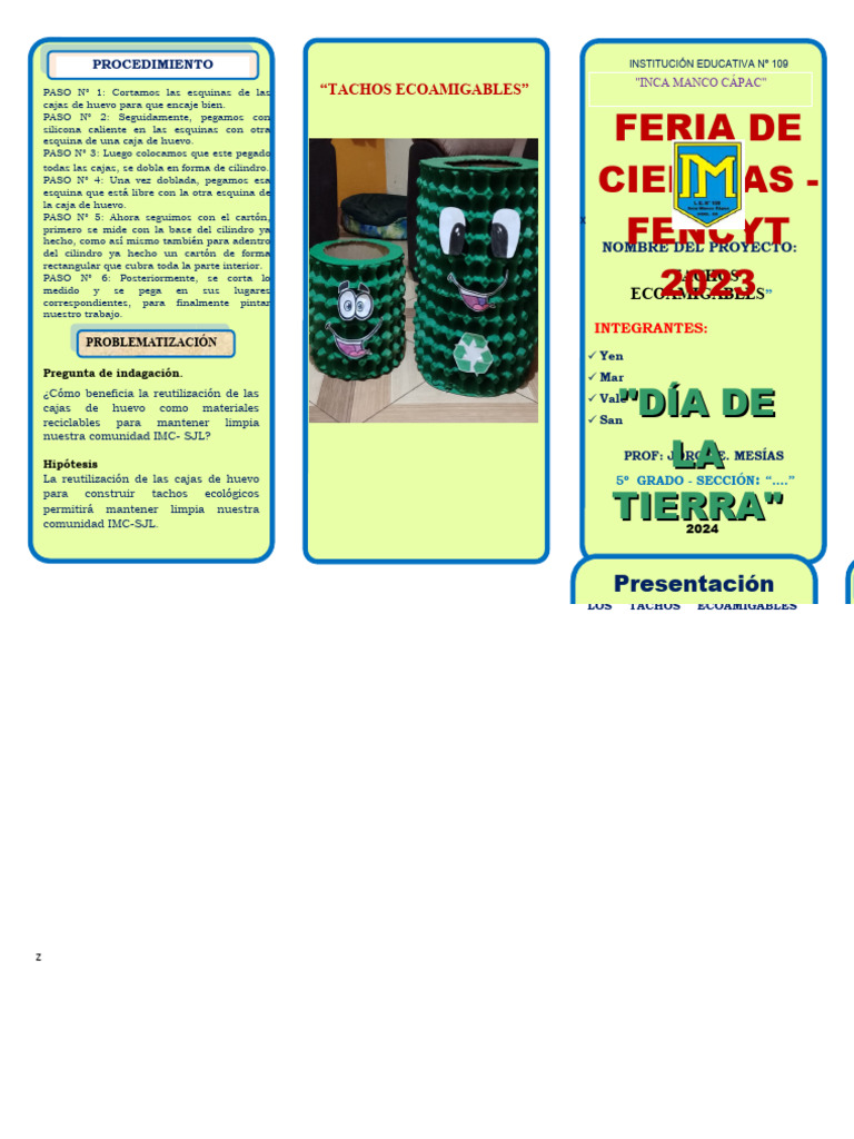 Modelo de Triptico Feria de Ciencia - Eureka 2024 | PDF