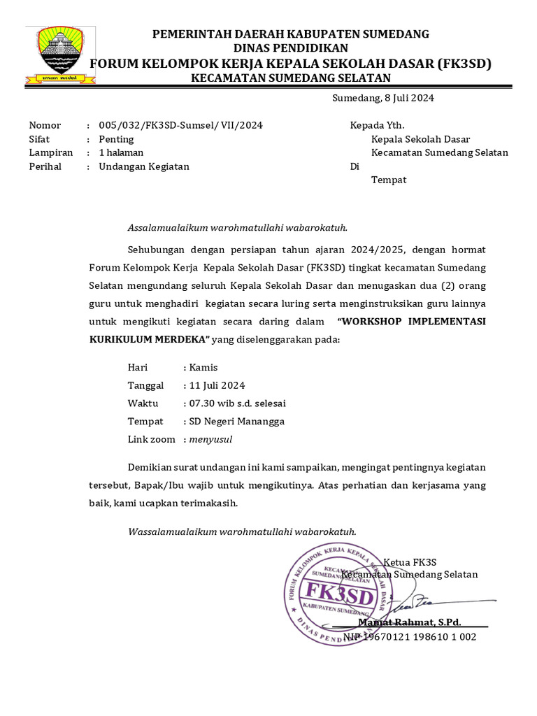 Surat - Workshop Ikm | PDF