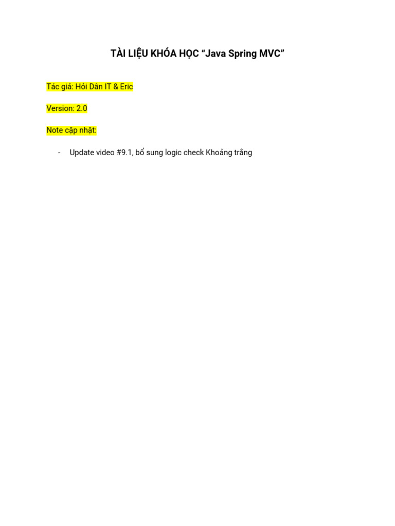 v2.0 Spring MVC - Hoidanit | PDF