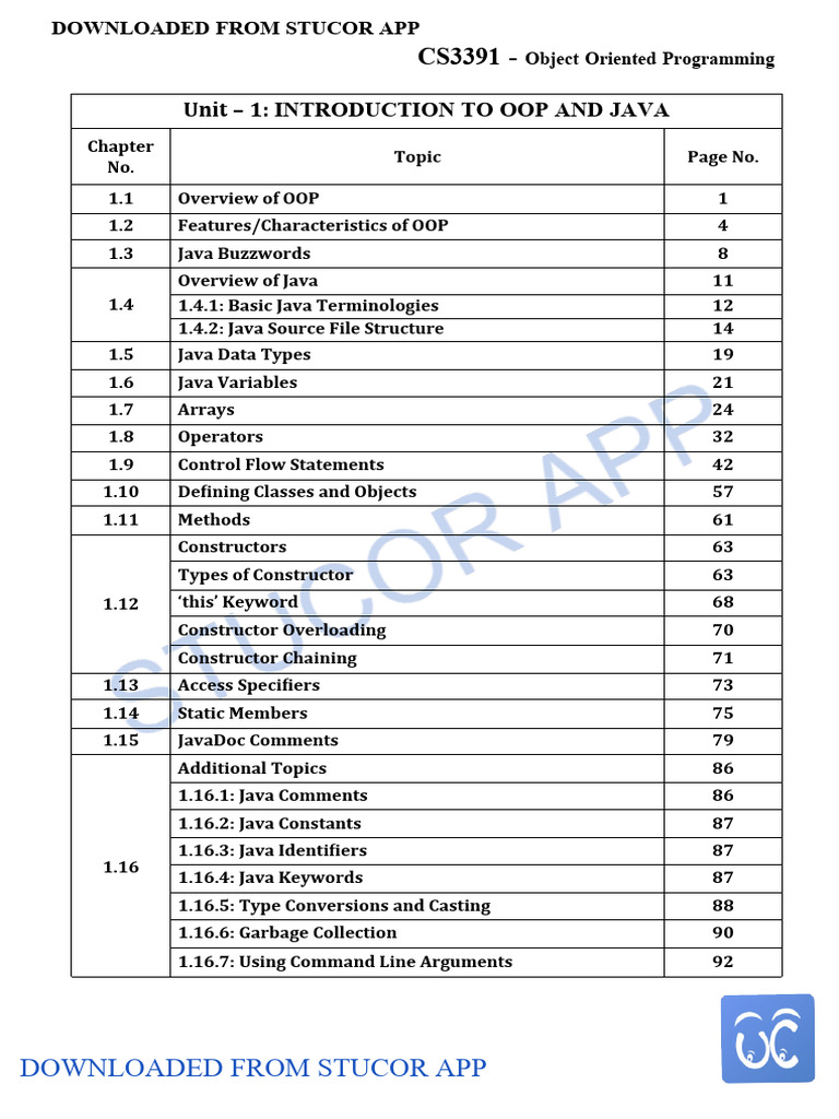 Stucor Cs3391 ND | PDF | Object Oriented Programming | Method (Computer Programming)