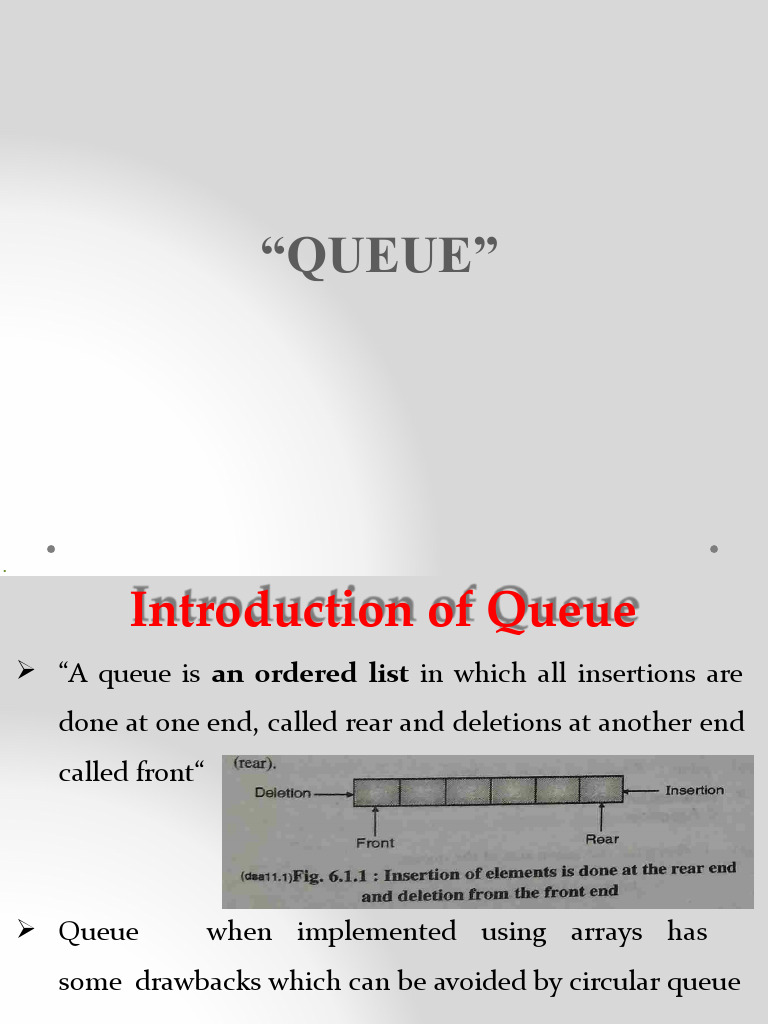 UNIT 6 QUEUE | PDF | Queue (Abstract Data Type) | Computing UNIT 6 QUEUE | PDF | Queue (Abstract Data Type) | Computing