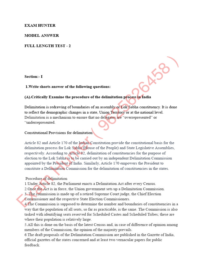 FLT-2 (Polity Modal Ans) | PDF | Governance | Political Science