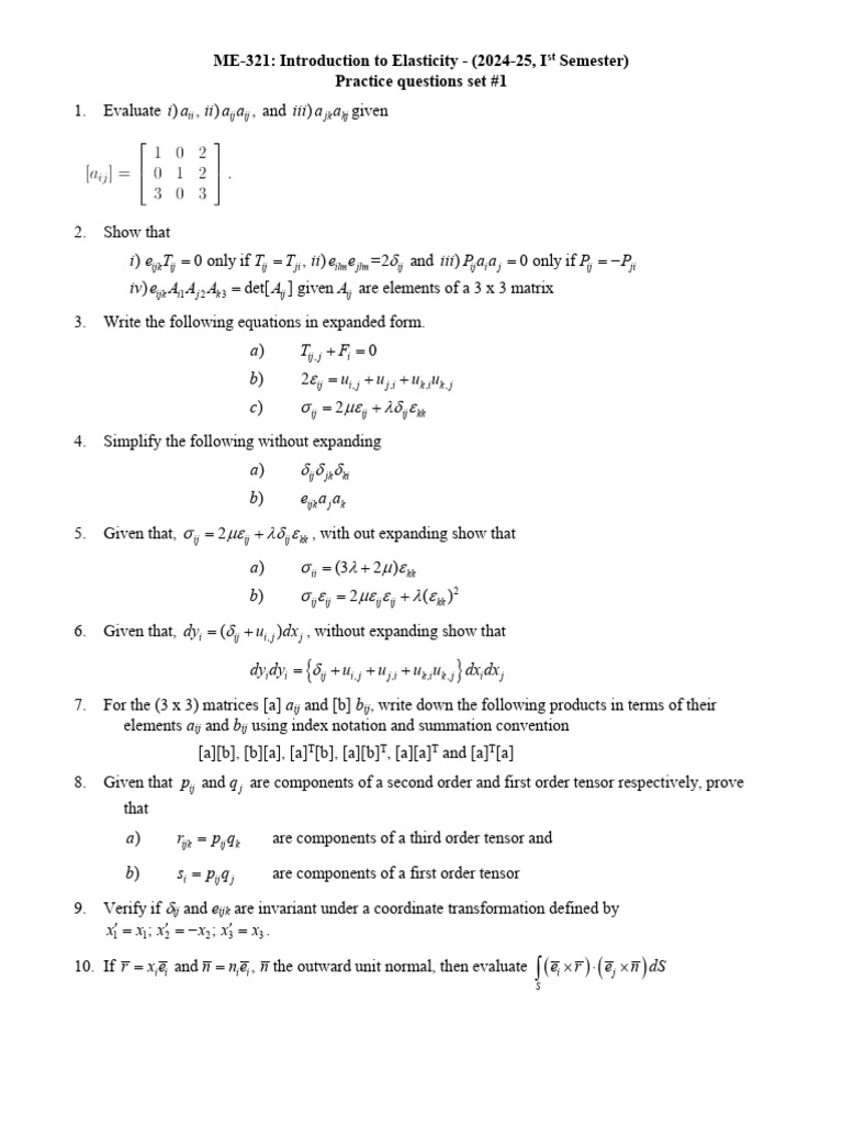 ME321 Problem Set 01 | PDF