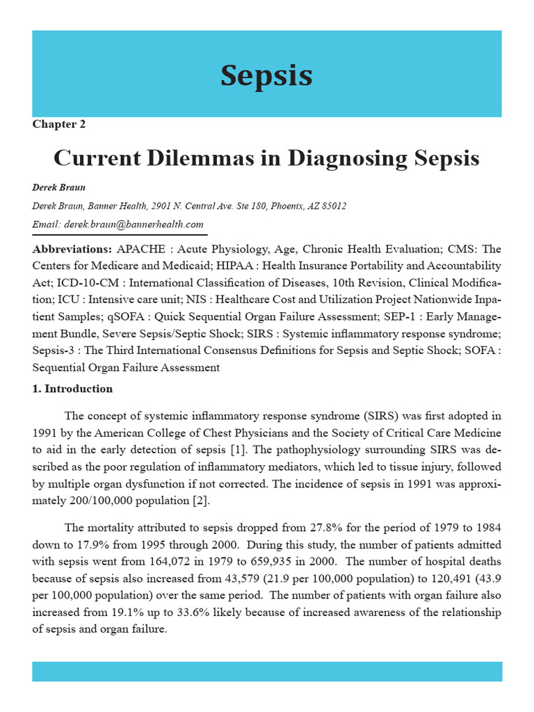 Challenges in Sepsis Diagnosis | PDF | Sepsis | Medical Diagnosis