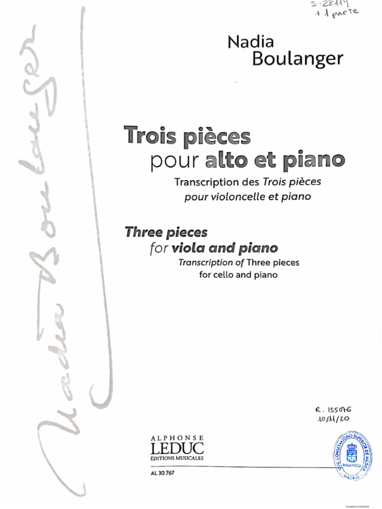 Boulanger Nadia. Tres Piezas | PDF