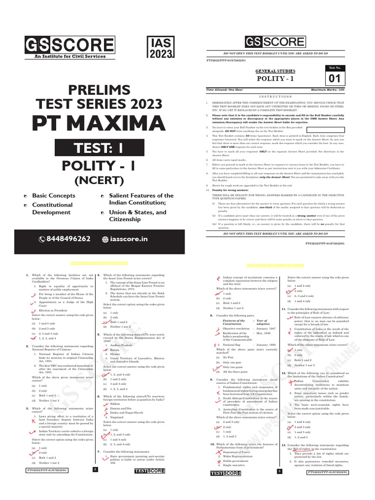 Polity Test Series 2023: NCERT Concepts | PDF | Citizenship | Justice