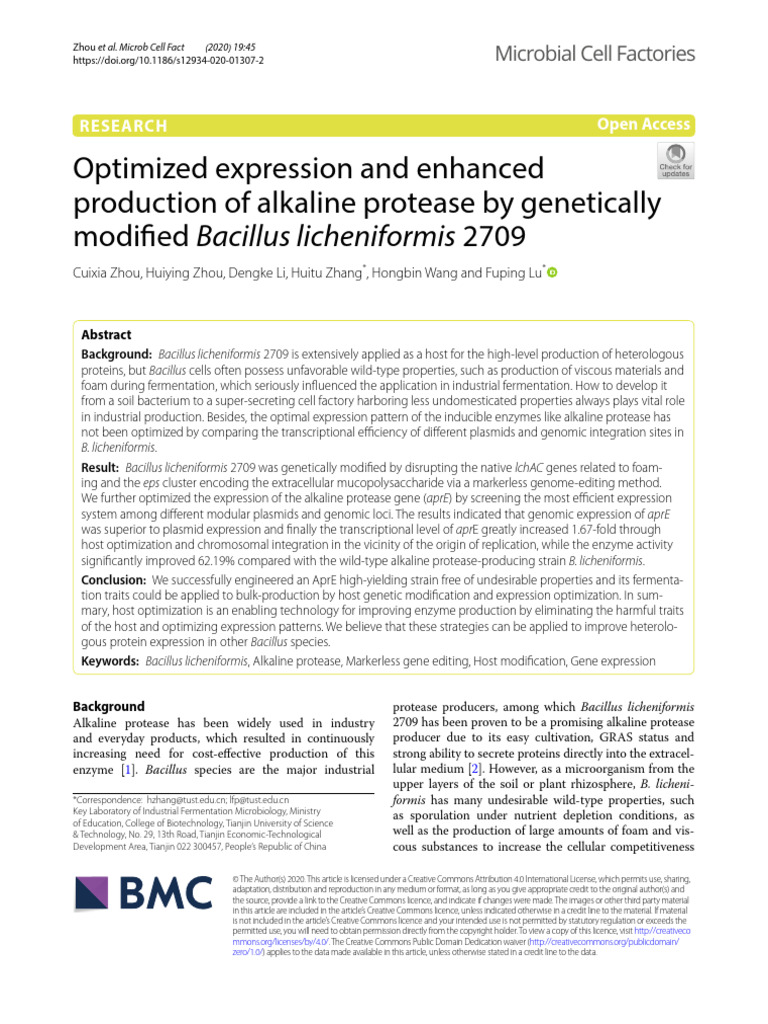 Optimized Expression and Enhanced Production of Alkaline Protease by Genetically Modified ...