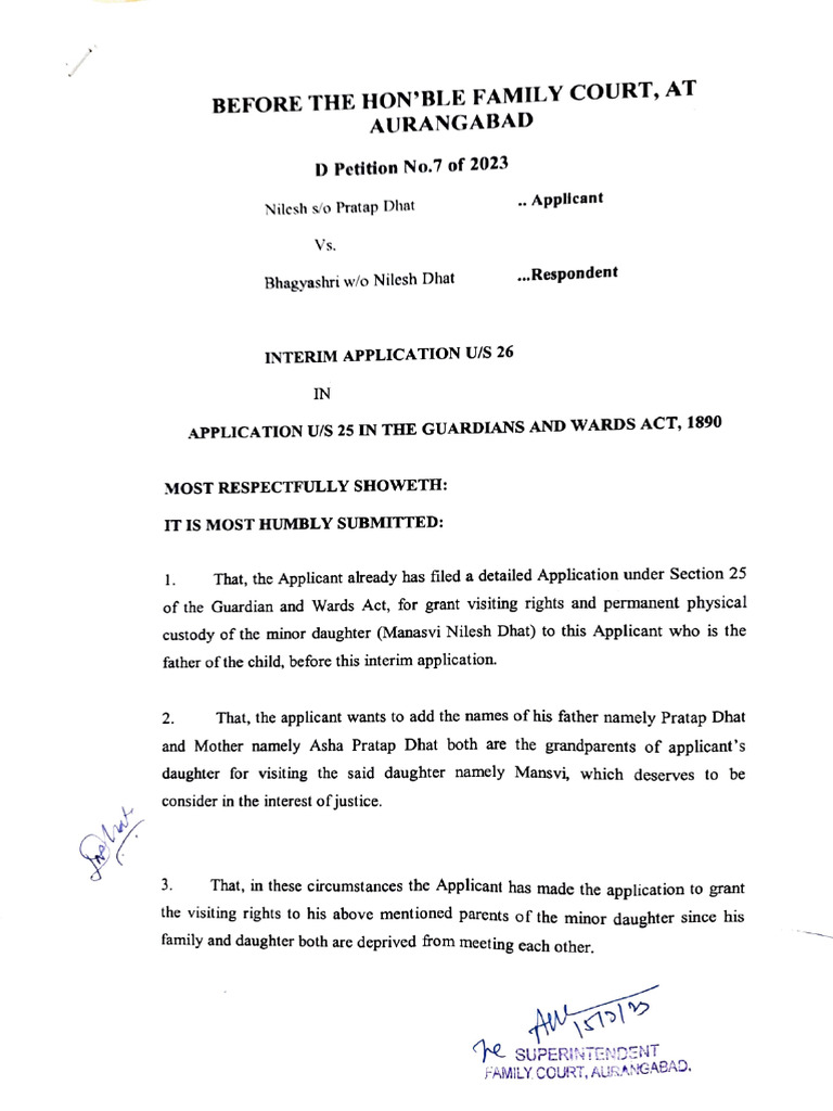 Interim Custody Application in Family Court | PDF | Family | Life Skills