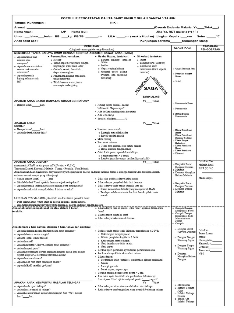 FORMULIR PENCATATAN BALITA SAKIT - Rev 2 2022 | PDF