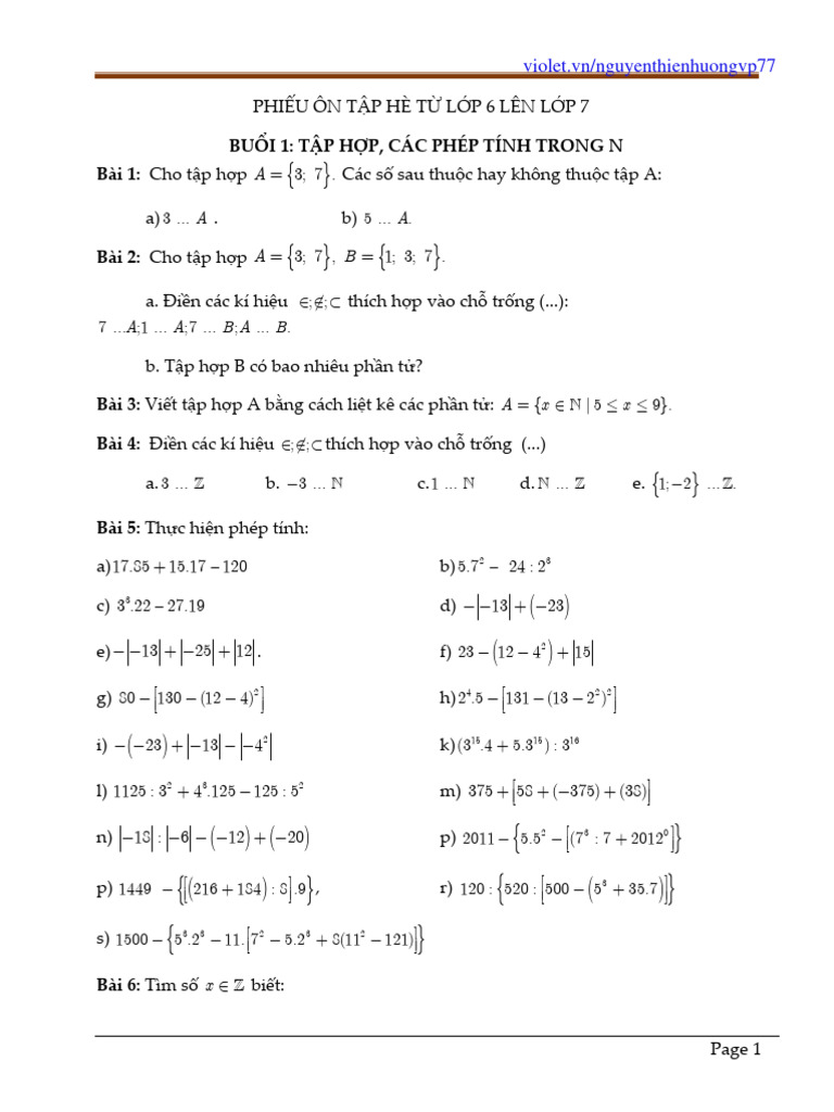 On Tap He Toan 6 Len 7 | PDF