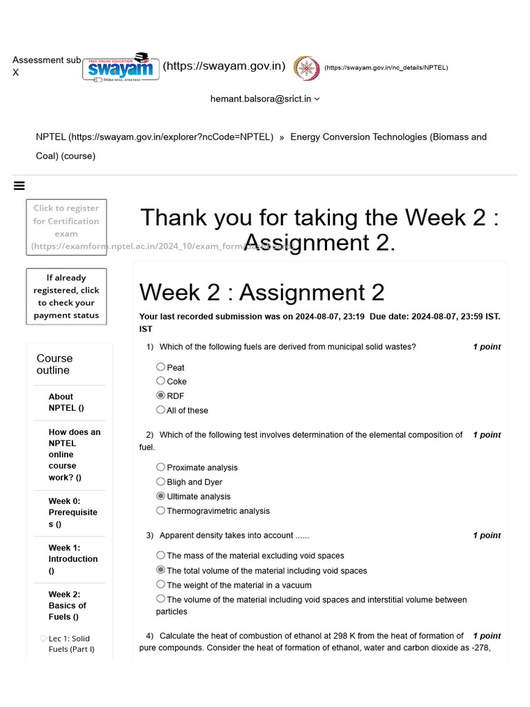 Energy Conversion Technologies (Biomass and Coal) - Unit 5 - Week 2 - Basics of Fuels | PDF ...