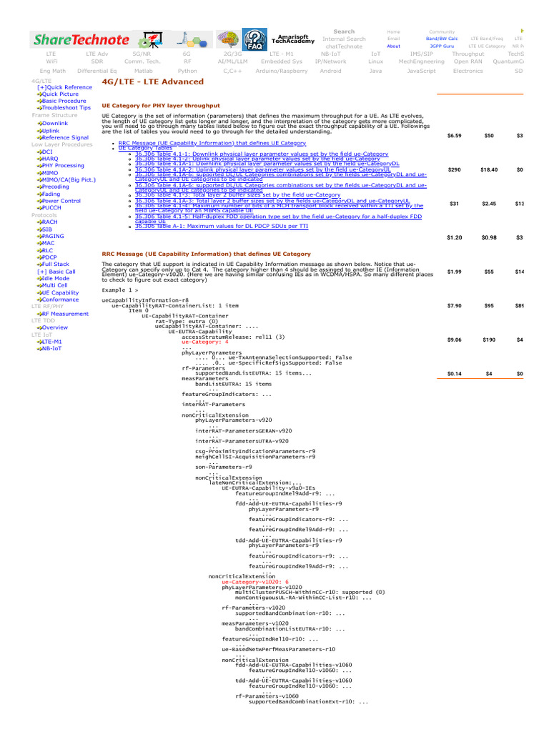 UE Category For PHY Layer Throughput | PDF | High Speed Packet Access | Telecommunications ...