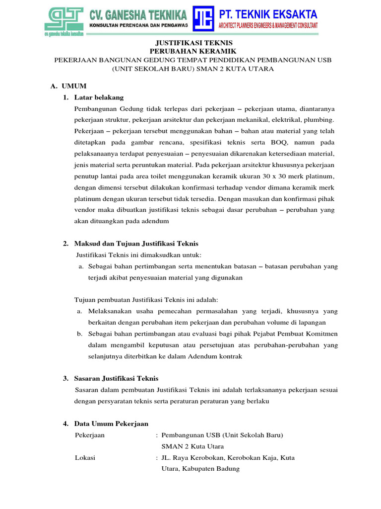 Justifikasi Teknis Perubahan Keramik | PDF