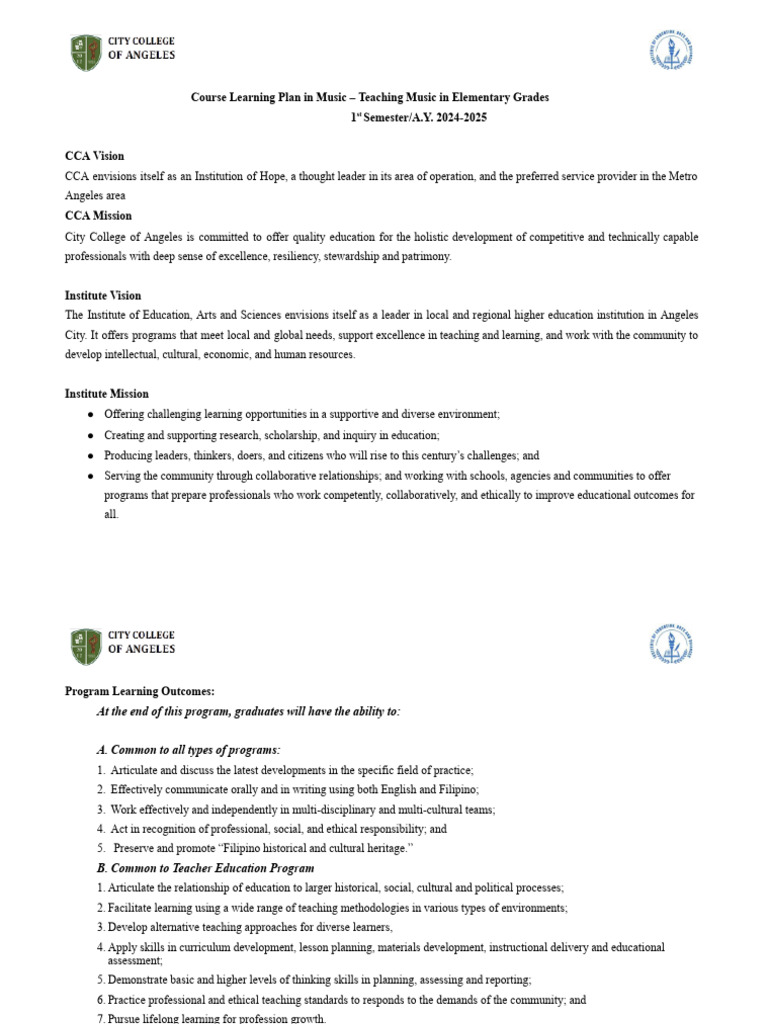 CLP Teaching Music in Elementary Grades | PDF | Educational Assessment ...