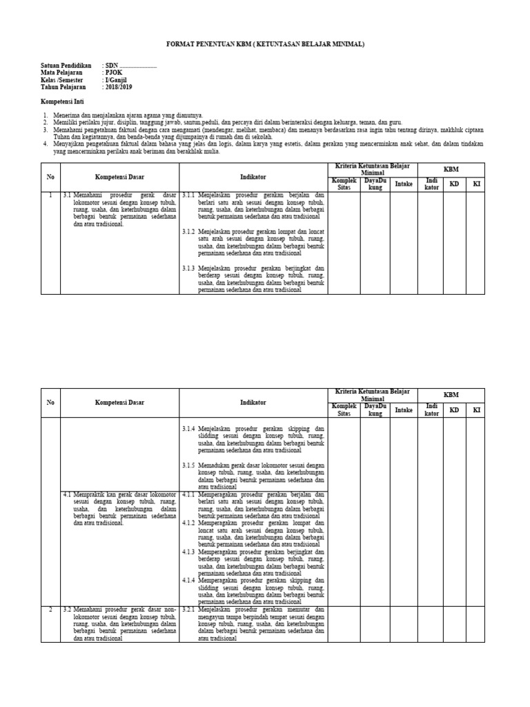 Format Penentuan KBM | PDF