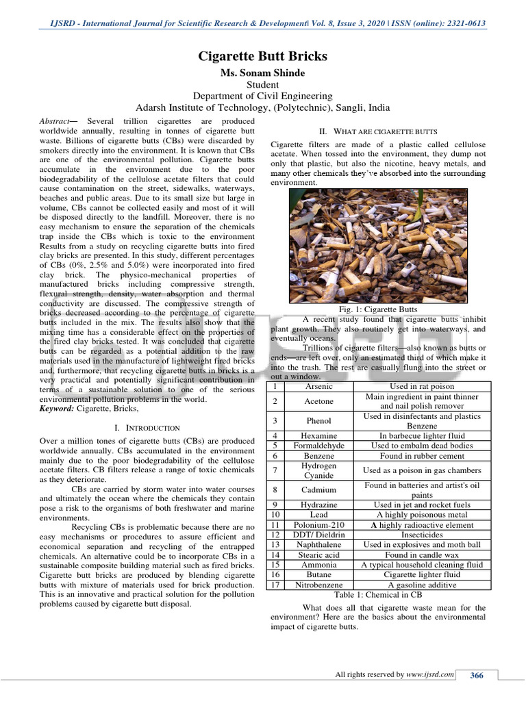 IJSRDV8I30488 | PDF | Cigarette | Brick