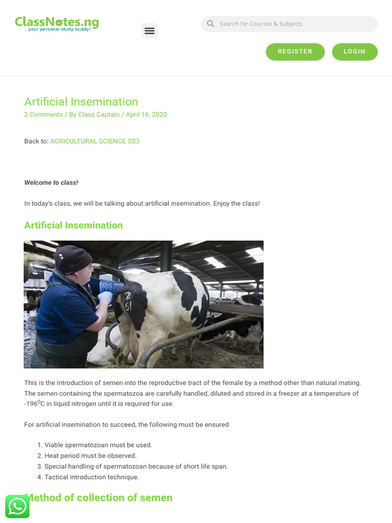 ArtificialInsemination ClassNotes - NG 1723444909080 | PDF | Semen ... ArtificialInsemination ClassNotes - NG 1723444909080 | PDF | Semen ...