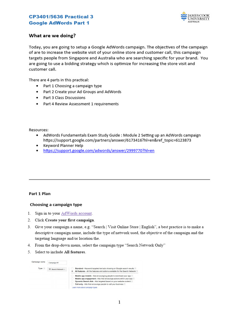 Prac3 - Google Search AdWords | PDF | Marketing | World Wide Web