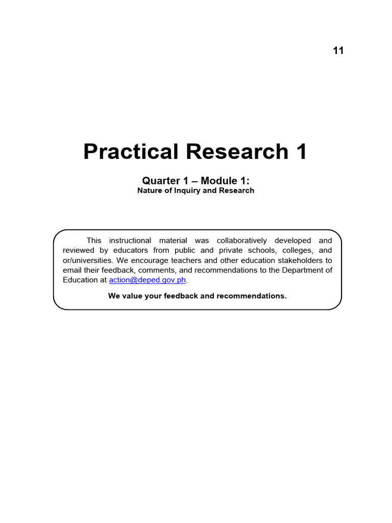PR1 Module 1 | PDF | Methodology | Qualitative Research