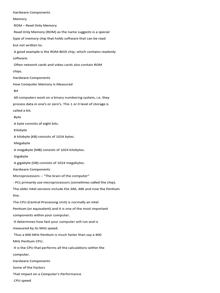 COMPUTER BASICS p2 | PDF | Random Access Memory | Read Only Memory