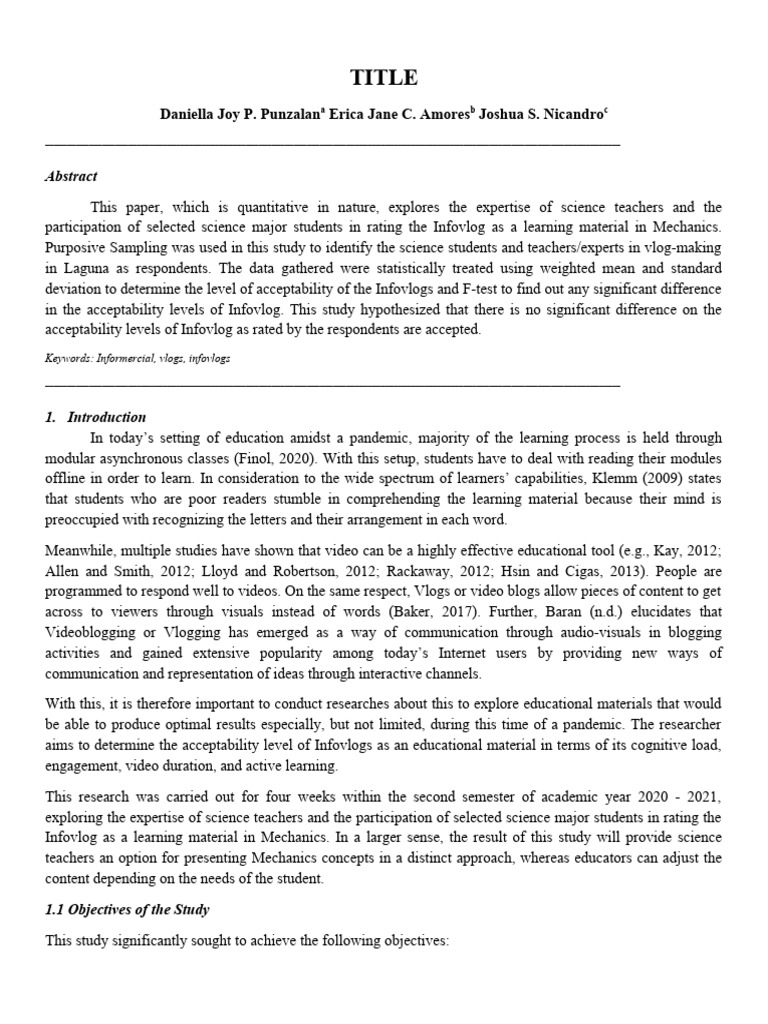 Imrad Format For The SPDCSS Research Festival | PDF | Learning | Teachers