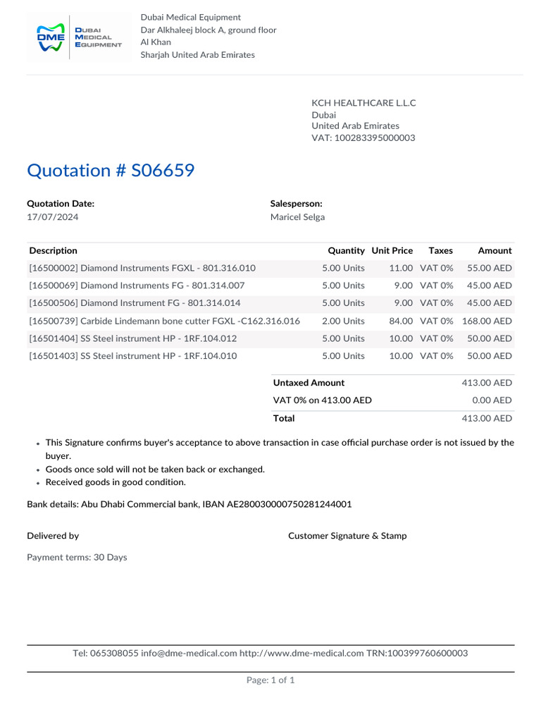 Quotation - S06659 | PDF | United Arab Emirates | Value Added Tax