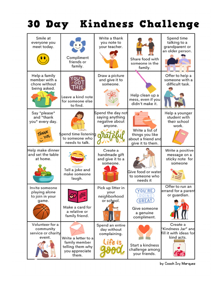 February Activity - Kindness Challenge | PDF | Feeling | Self Awareness