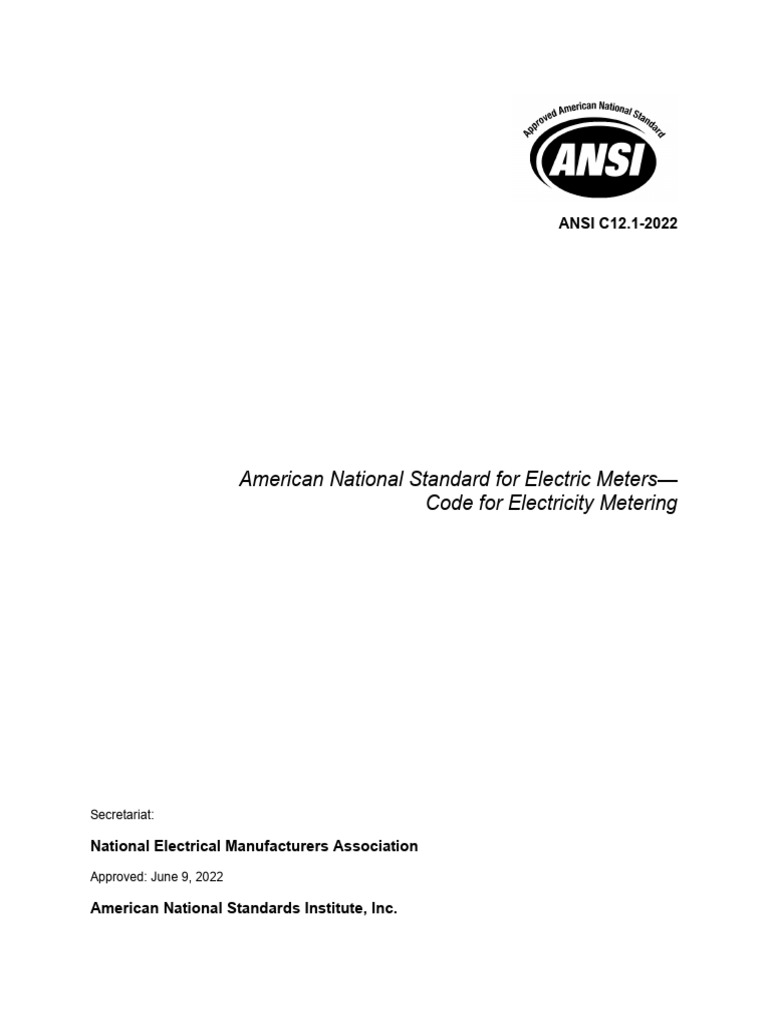 ANSI C12.1 2022 Contents and Scope | PDF | Electrostatic Discharge ...