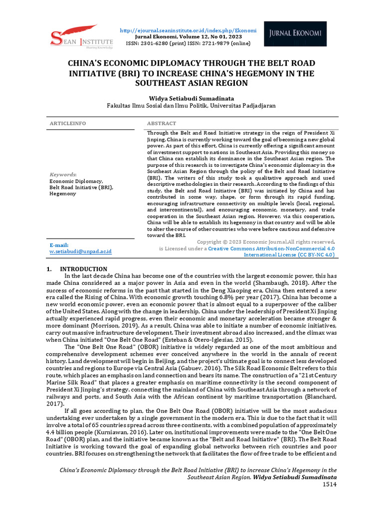 China - S Economic Diplomacy Through The Belt Road Initiative (Bri) To ...