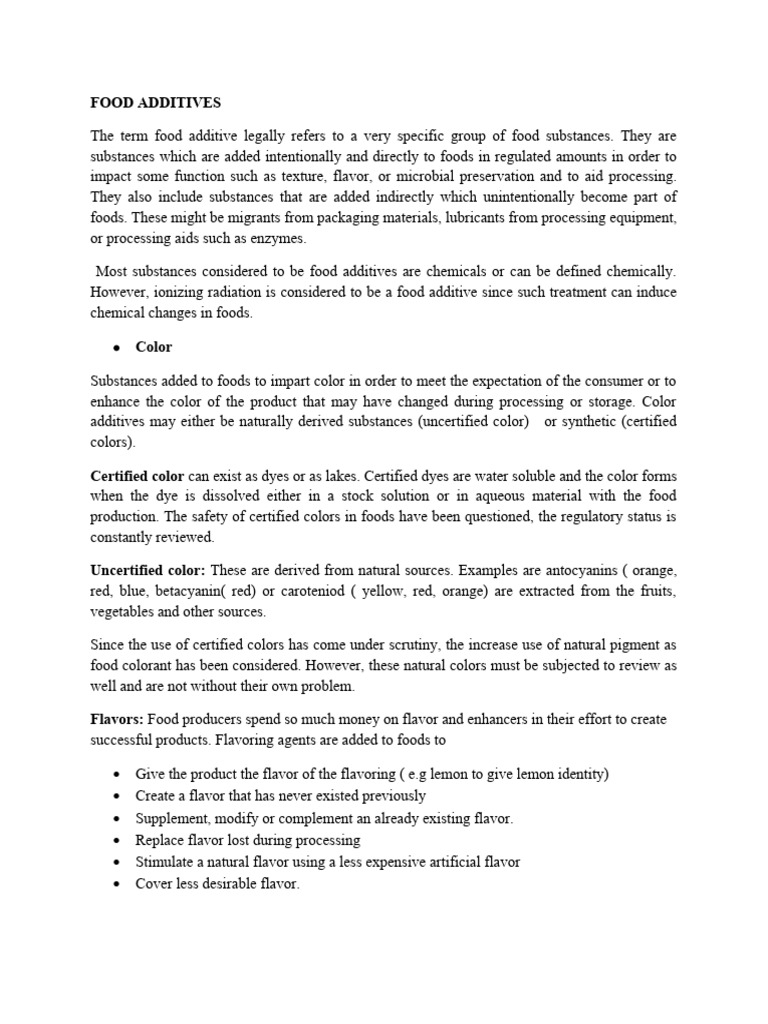 FOOD ADDITIVES | PDF | Antioxidant | Foods