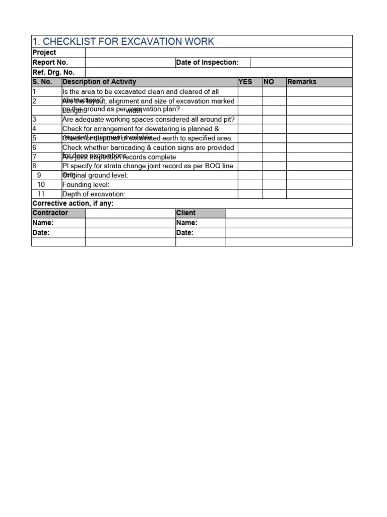 Civil 0042 Checklist For Civil Works | PDF | Concrete | Tile