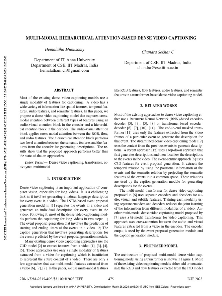 Multi-Modal Hierarchical Attention-Based Dense Video Captioning | PDF | Data Compression | Attention