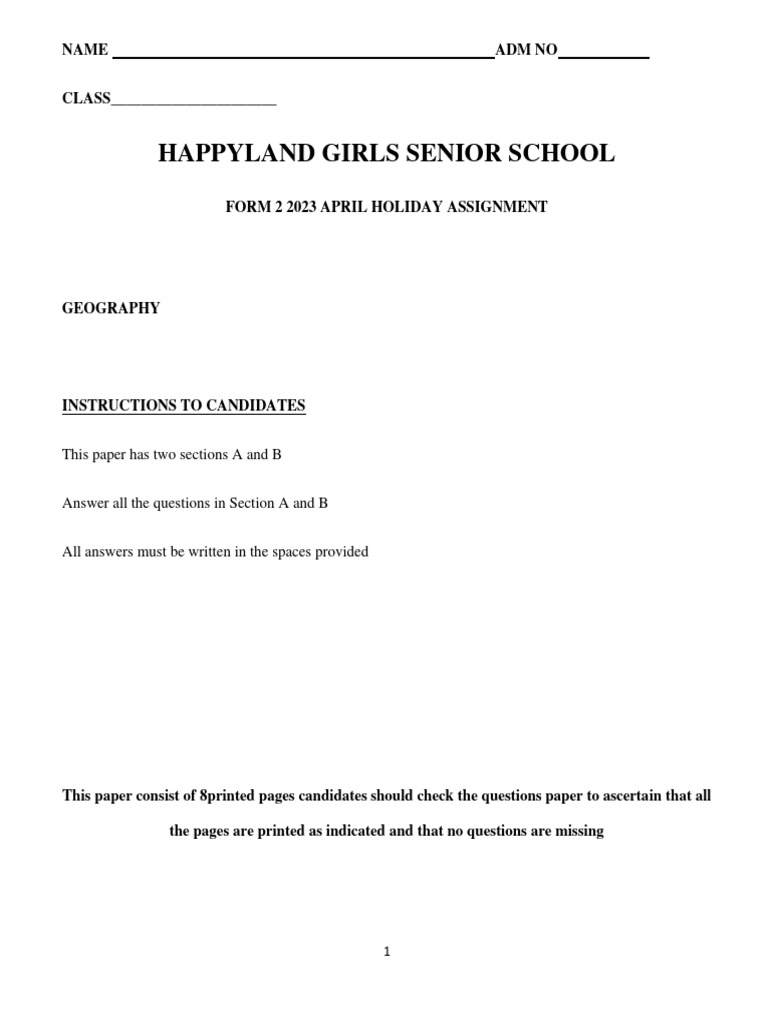 Form 2 Term 1 Geography | PDF | Earth | Rain