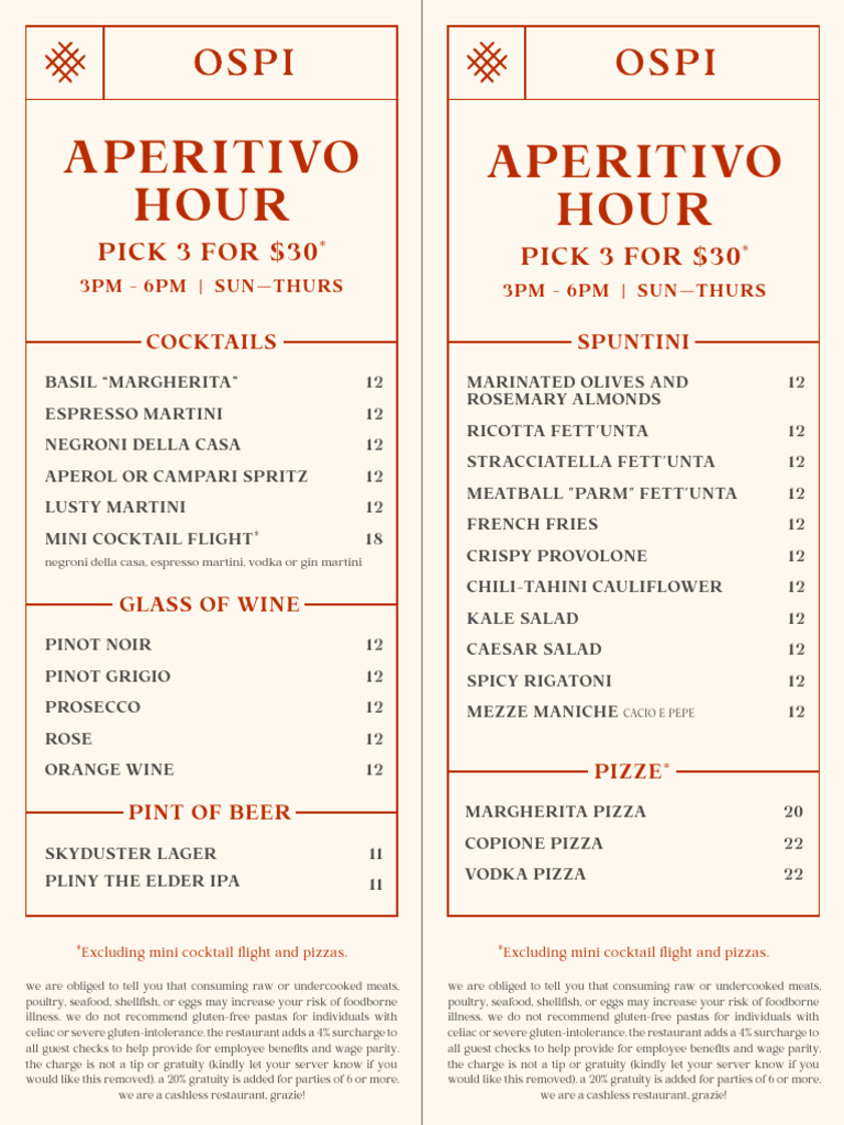 07 25 24 Ospi Aperitivo Menu PDF | PDF | Martini (Cocktail) | Cuisine