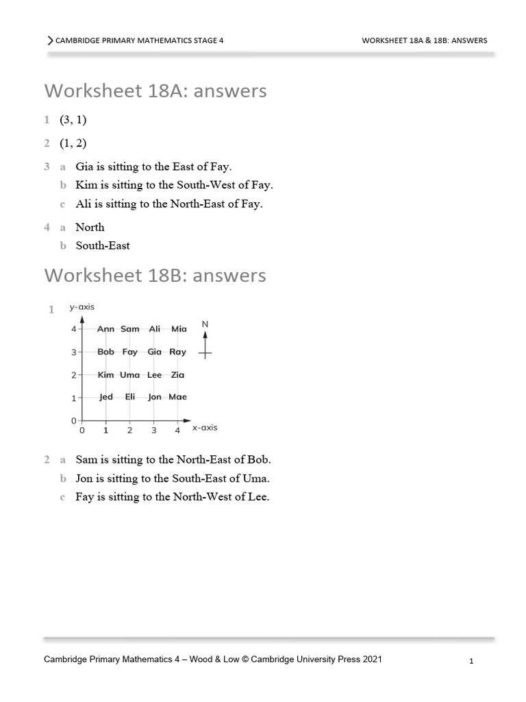 Prim Maths 4 2ed TR Diff Ws Answers 18 | PDF
