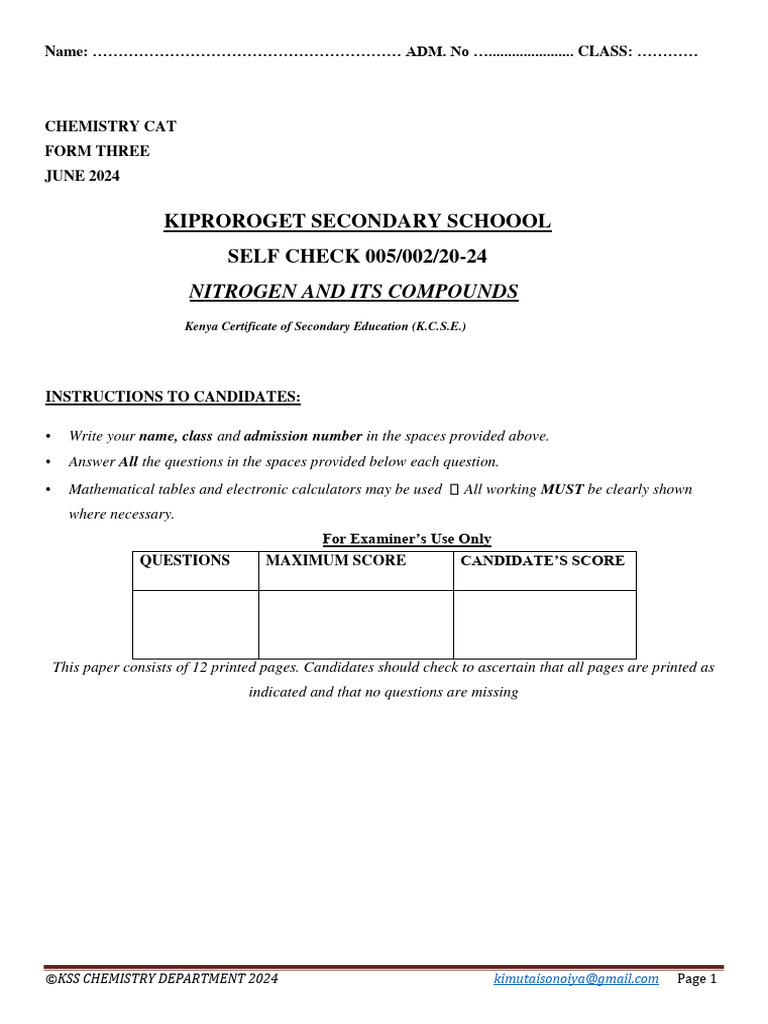 Nitrogen and Its Compounds Cat 1 | PDF | Nitrogen | Ammonia