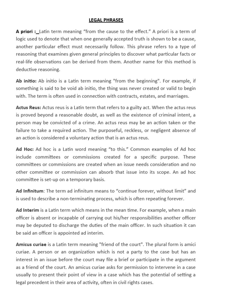 Essential Legal Latin Terms Explained | PDF | Amicus Curiae | Ex Parte