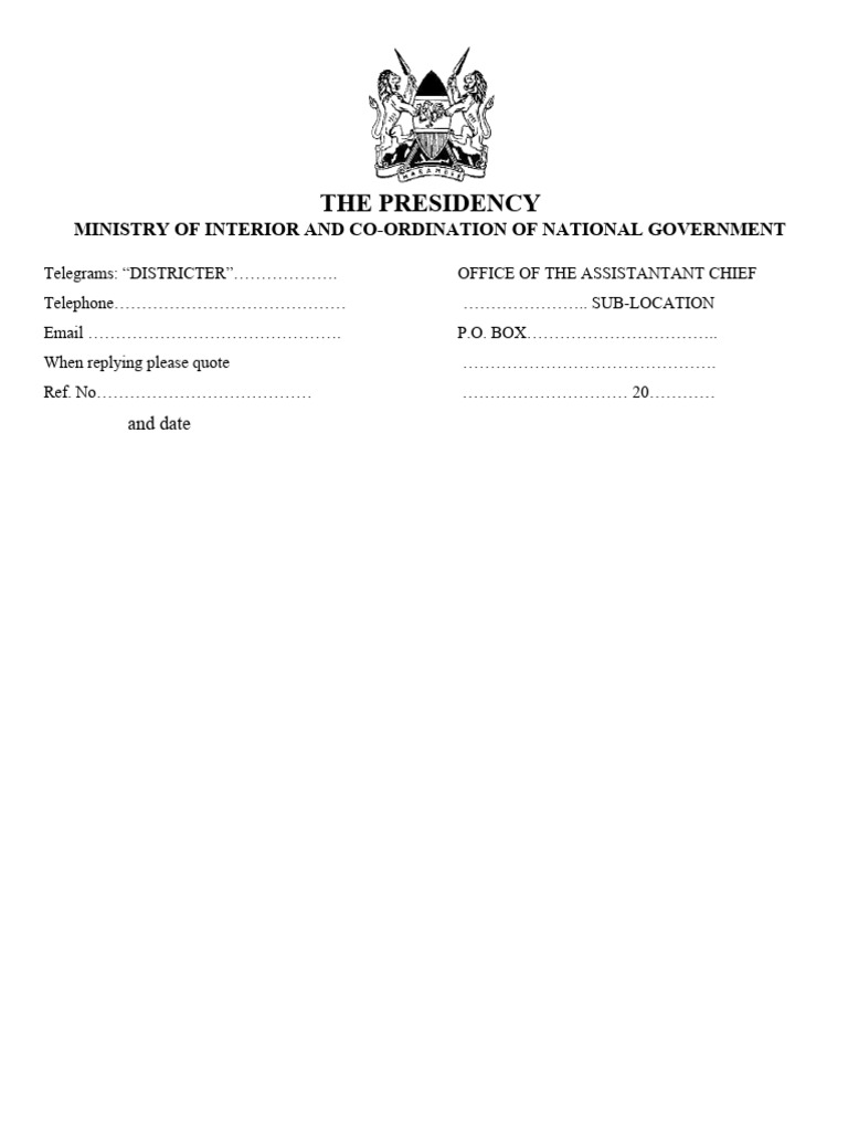 THE PRESIDENCY- letterhead chief | PDF